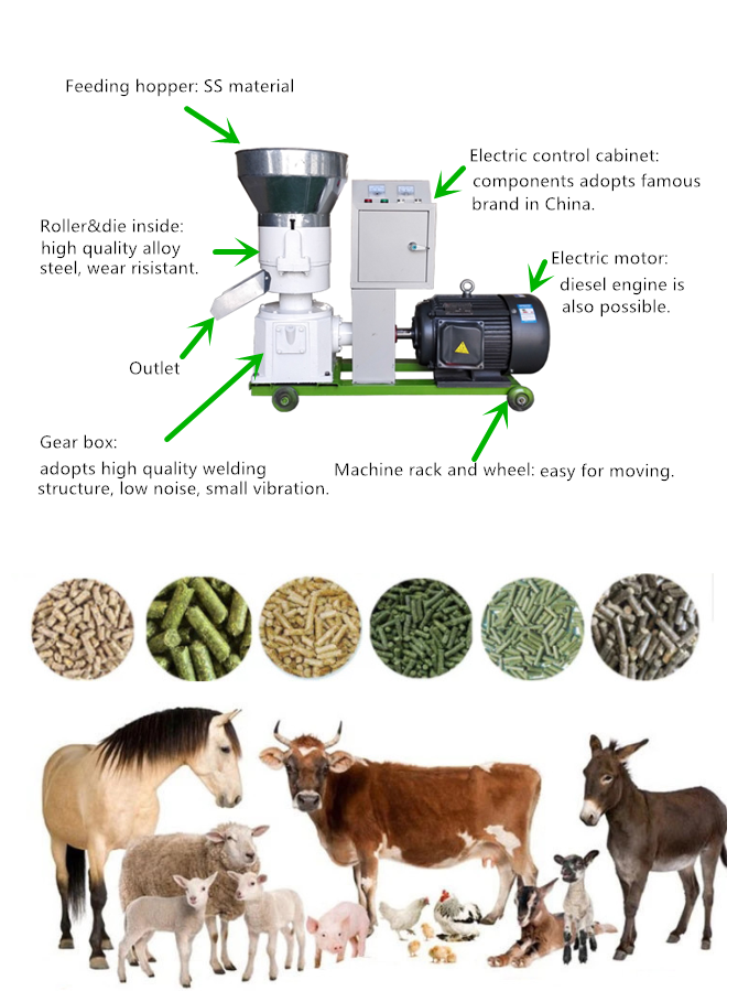 Small Farm Pellet Making Machine Flat Die Portable Grass Pellet Machine